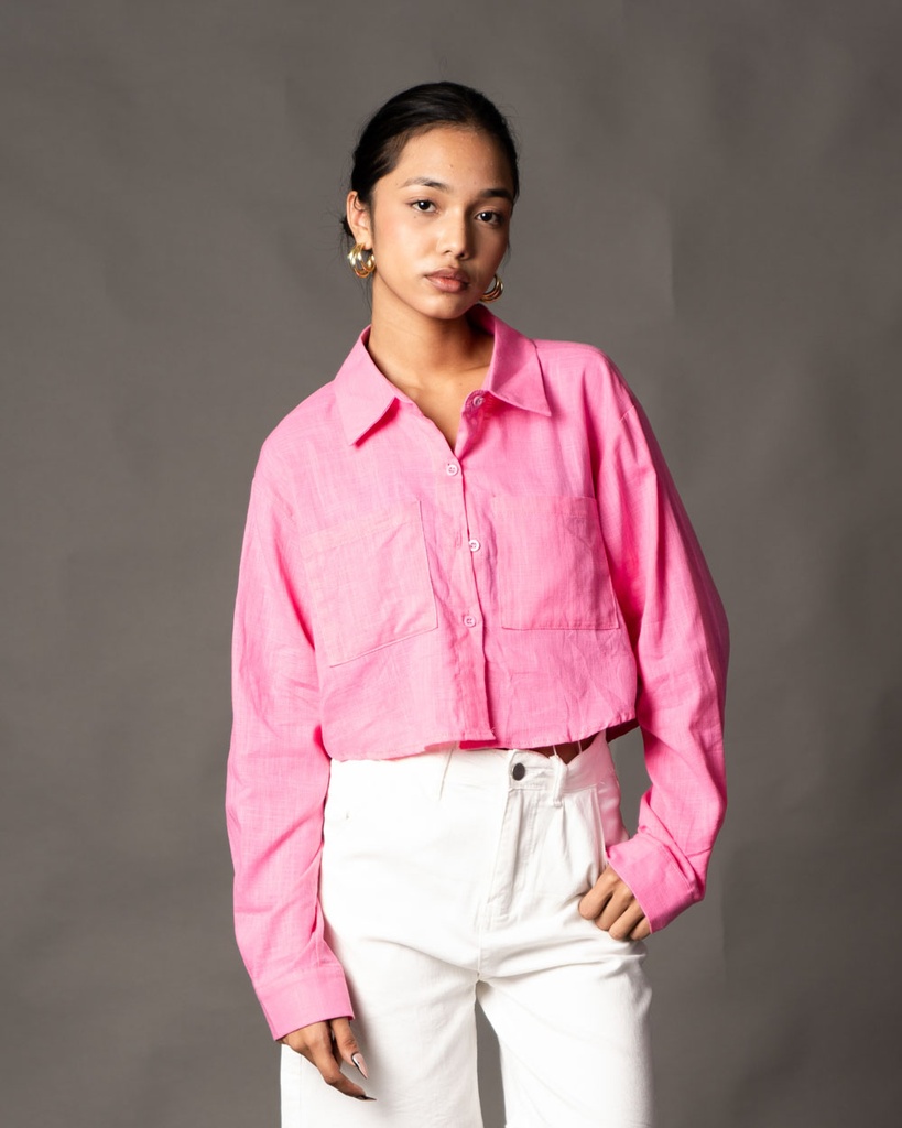 Wasabi Cropped Shirt - Pink | Jeevee