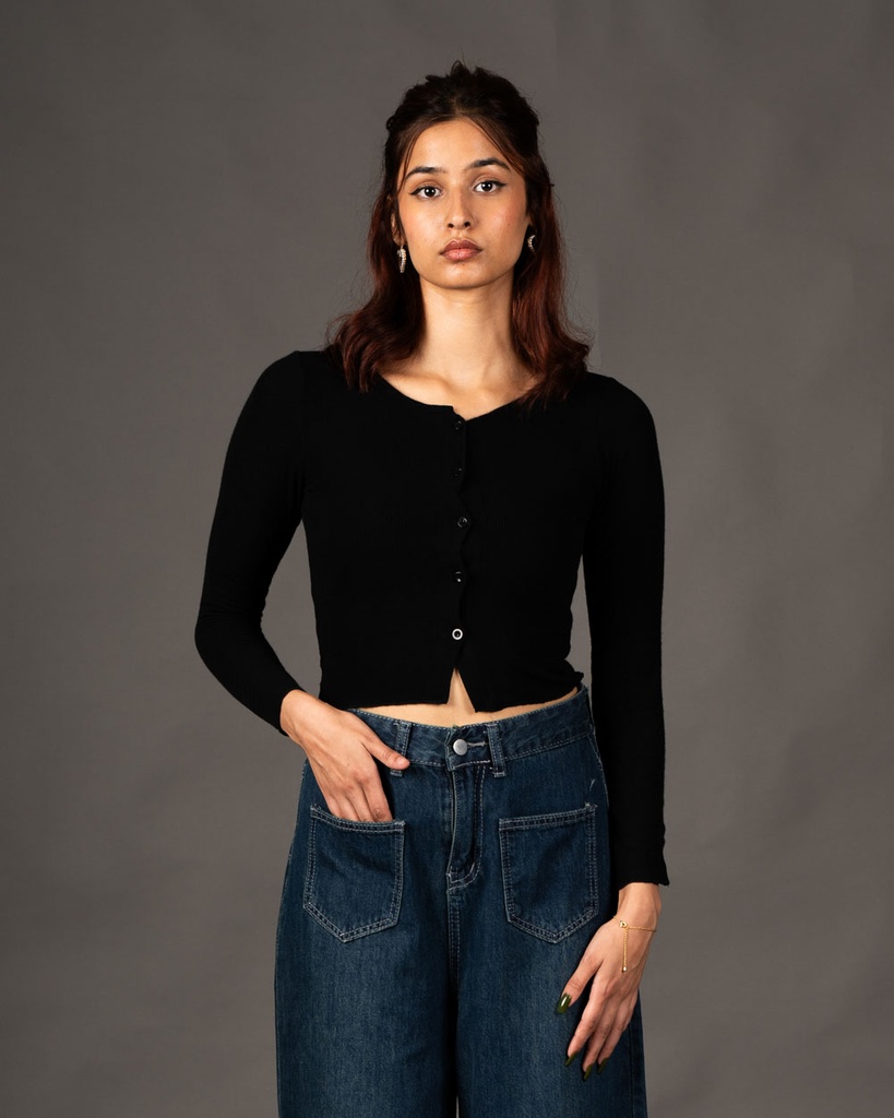 Wasabi Solid Color Top - Black | Jeevee