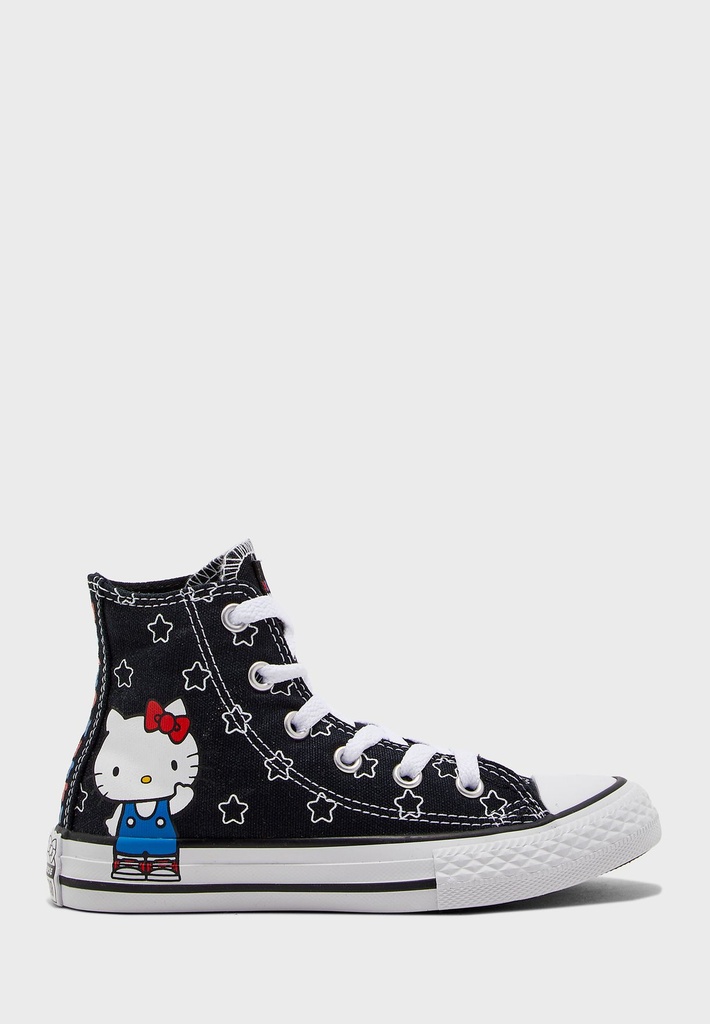 Converse X Hello Kitty Hi Top Black Shoes For Kids 363920c | Jeevee