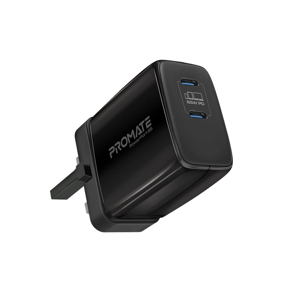 Promate Powerport-65 Dual Usb-c 65w Gan Charger | Jeevee