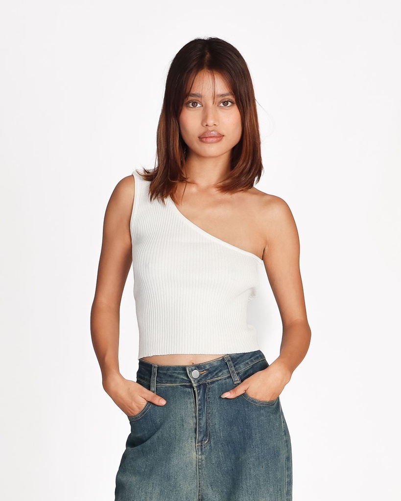 Salt One Shoulder Top White | Jeevee