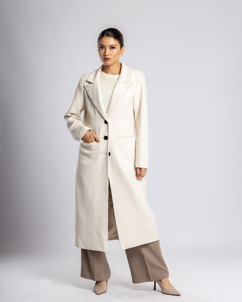 Salt Trench Long Sleeve Coat - Off White (l) | Jeevee