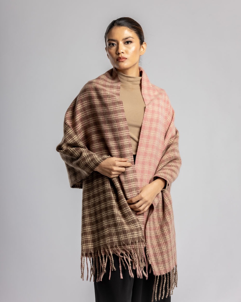 Salt Thick Checker Scarf - Pink | Jeevee