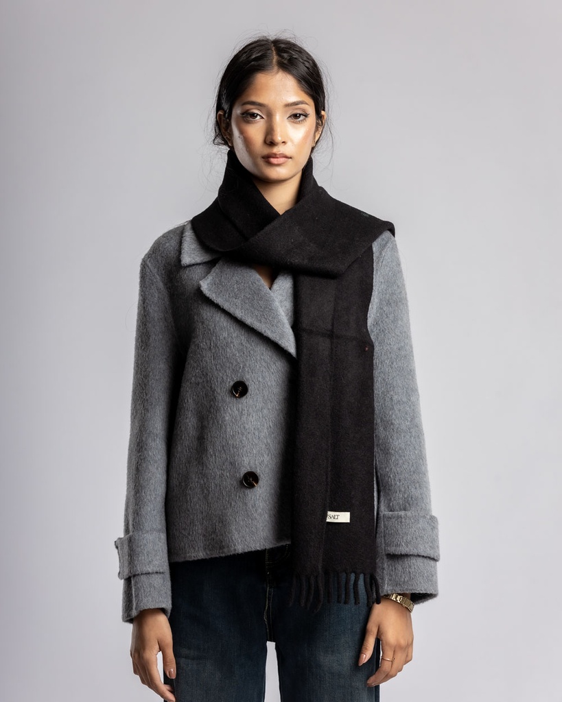 Salt Thick Solid Scarf - Black | Jeevee