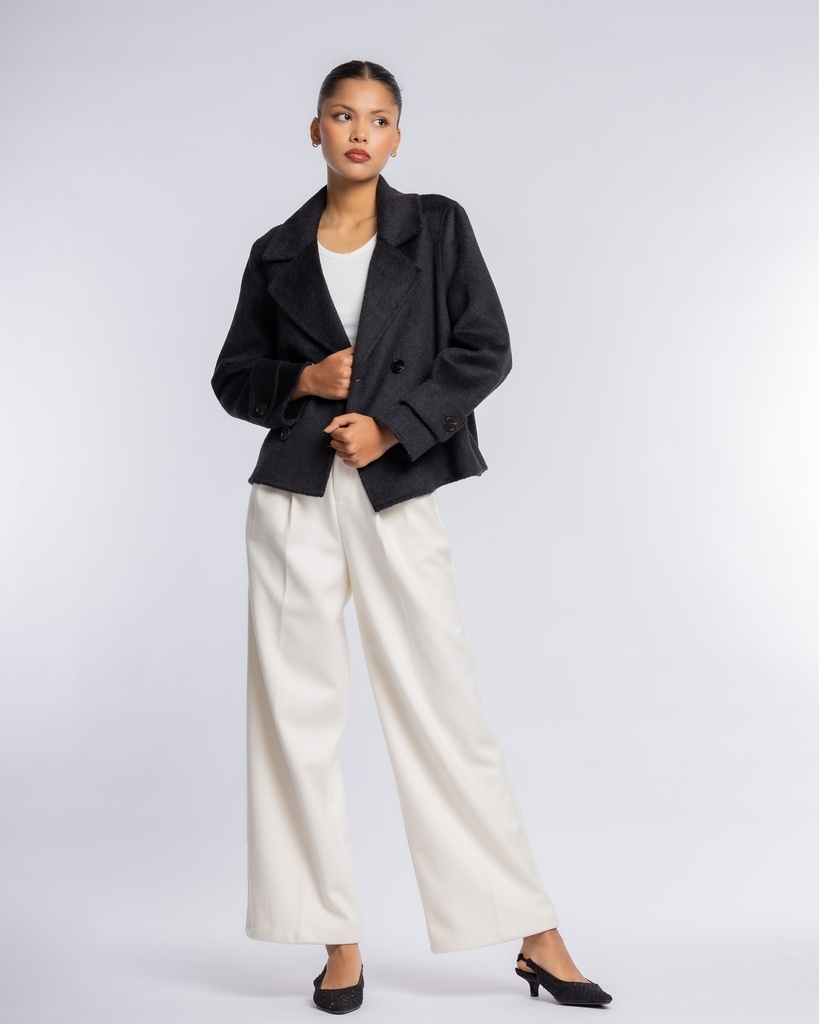 Salt Short Dark Grey Woollen Coat - Dark Grey (m) | Jeevee