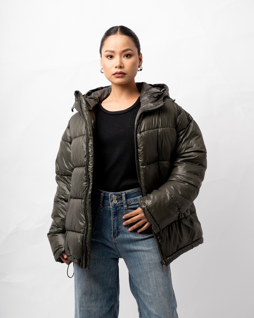 Salt Hooded Puffer Green Jacket (m) | Jeevee