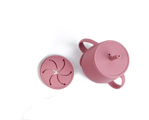 Silicone Sipper Cup With Non Spill Snack (pink) | Jeevee